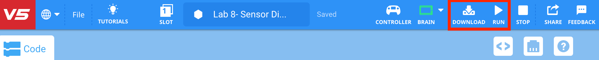 VEX Workcellv1 - Transporting Objects - Lab 8 - When Brain Screen Pressed